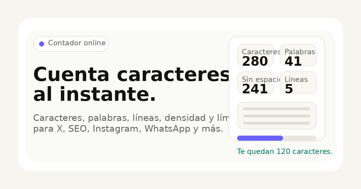 Contador de letras online | CuantosCaracteres.com